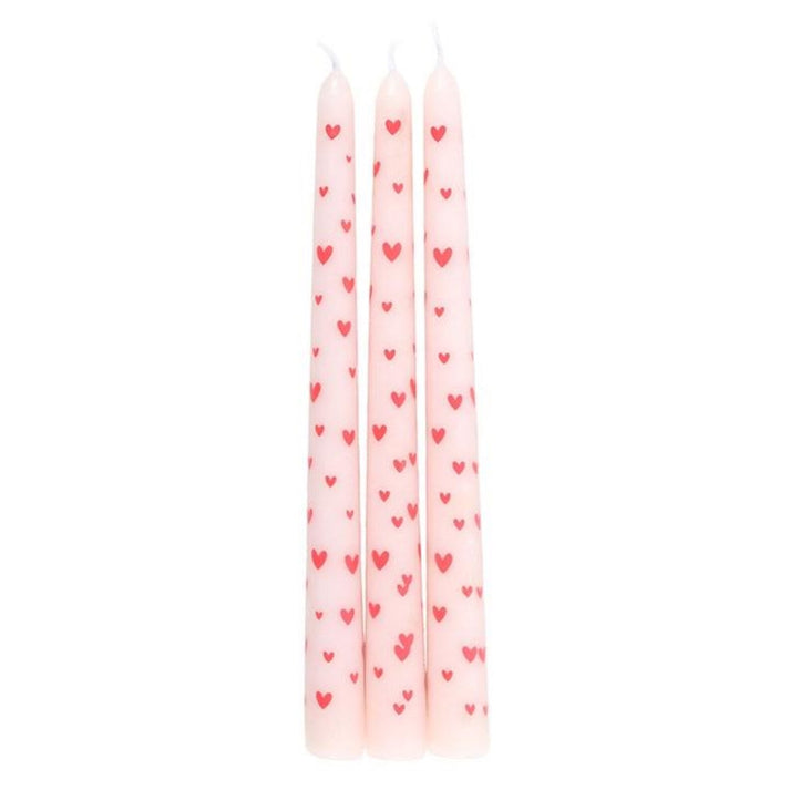 Set of 3 Love Heart Taper Candles – The Box Party